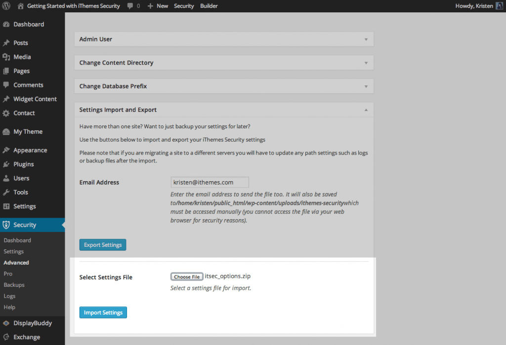 Import / Export Settings | iThemes Security Pro