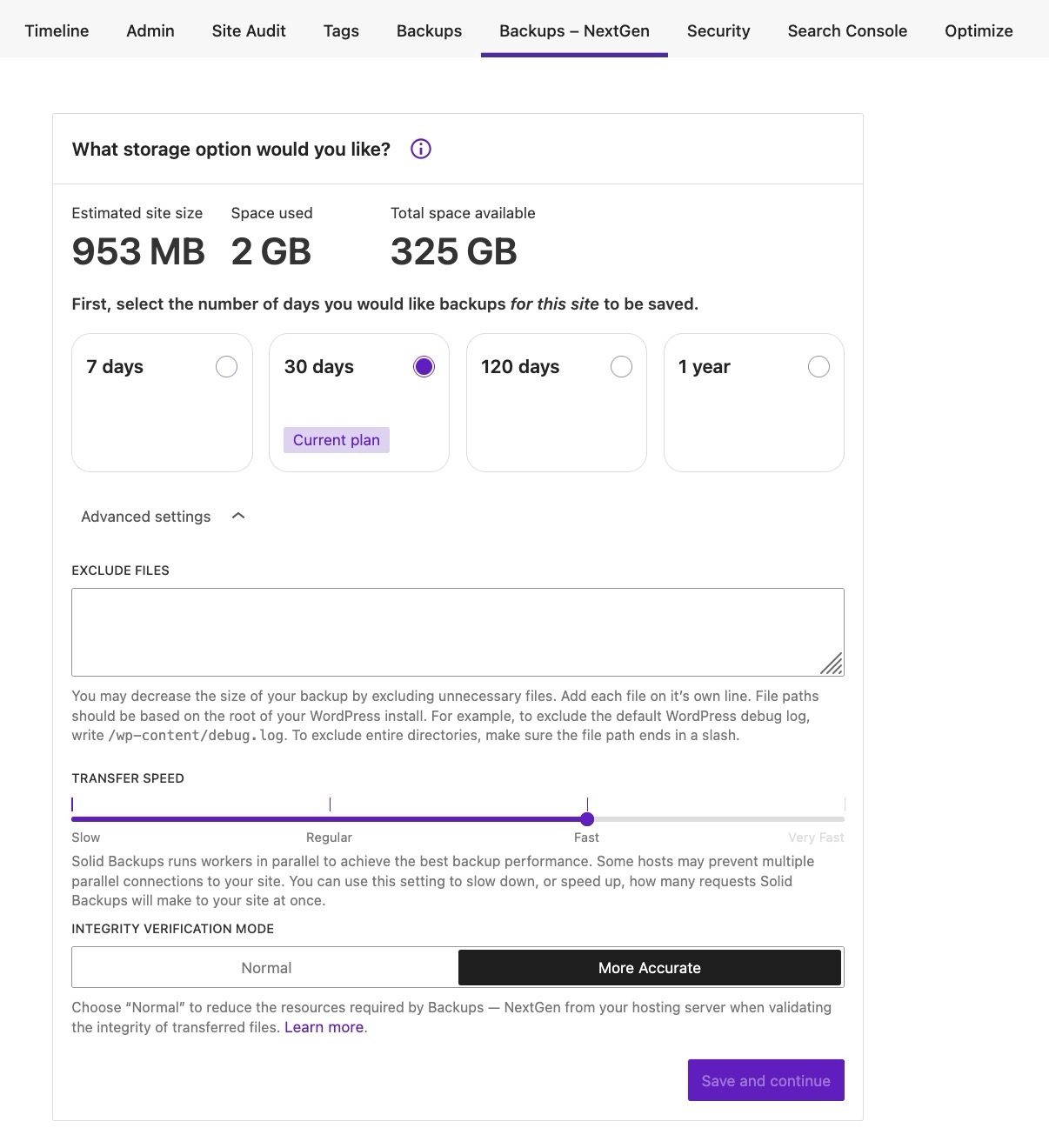 Solid Backups — NextGen Settings - SolidWP